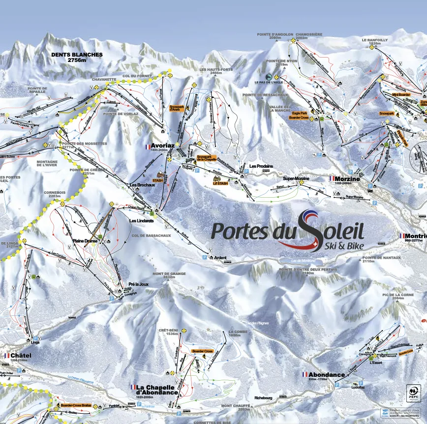 Plan des pistes domaine Portes du Soleil - Morzine Avoriaz
